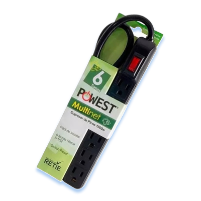 SUPRESOR DE PICOS NEGRO DE 6 SALIDAS POWEST